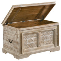 Nilay Rectangular Storage Trunk White Washed and Black - French Country ...