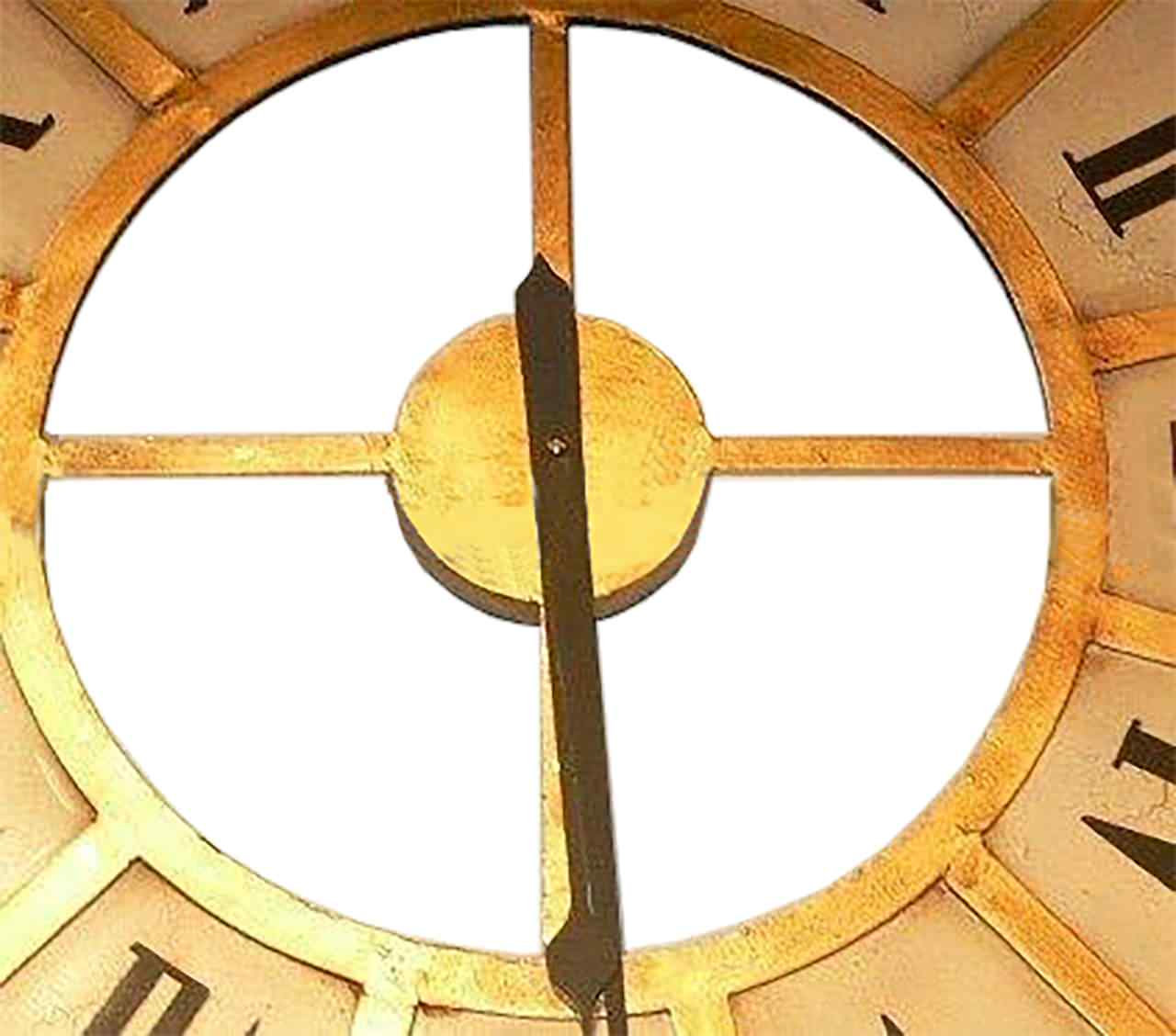 Antique Style Cream Gold Wall Clock 45" Train Station Round Oversize ...