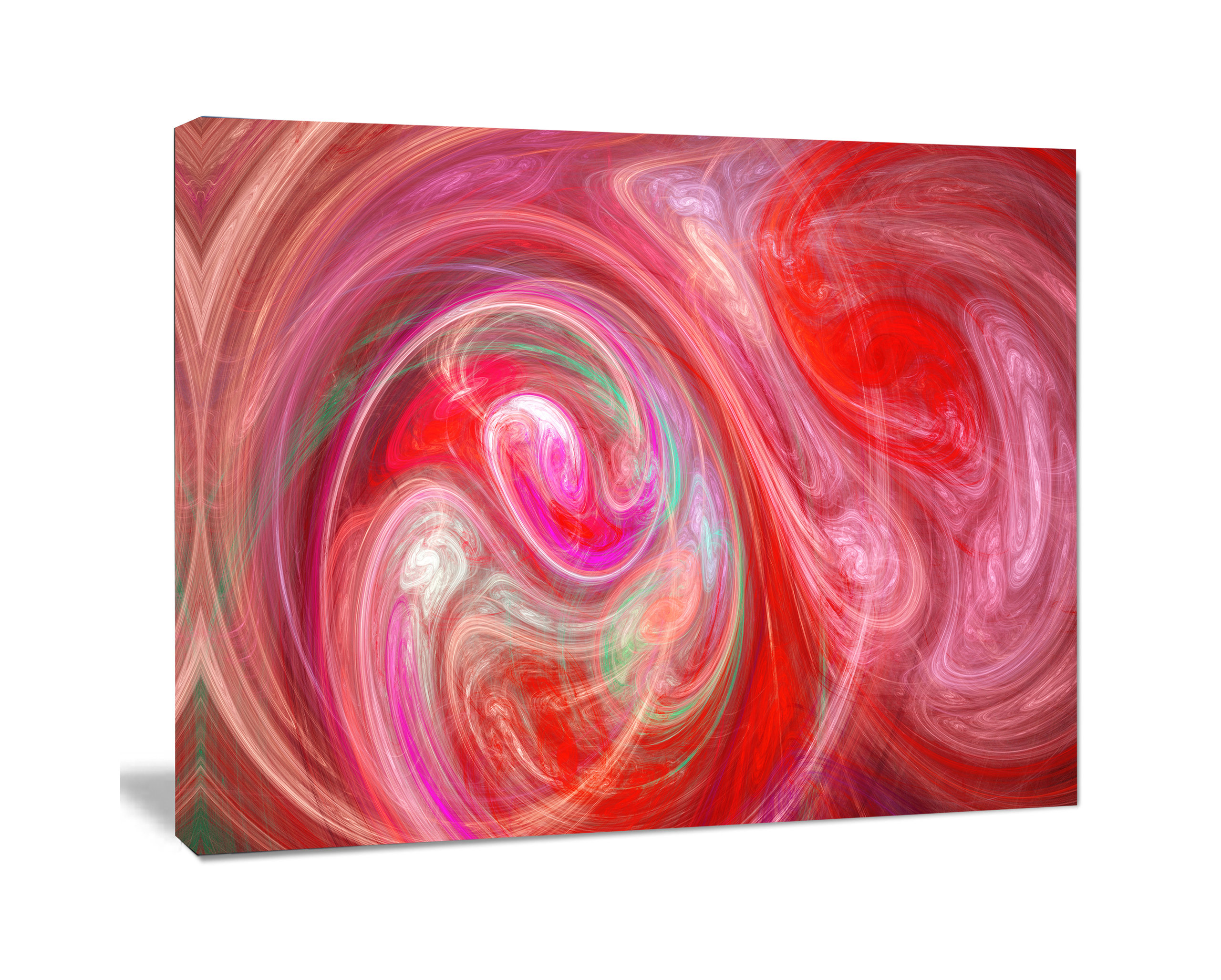 Red Fractal Pattern with Circles, Abstract Canvas Art Print, 60"x40"x1 ...
