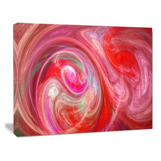 Red Fractal Pattern with Circles, Abstract Canvas Art Print, 60"x40"x1 ...
