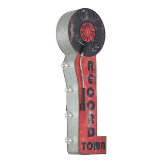 Record Town Vinyl LP's Tapes Vintage LED Sign - Modern - Game Room Wall ...
