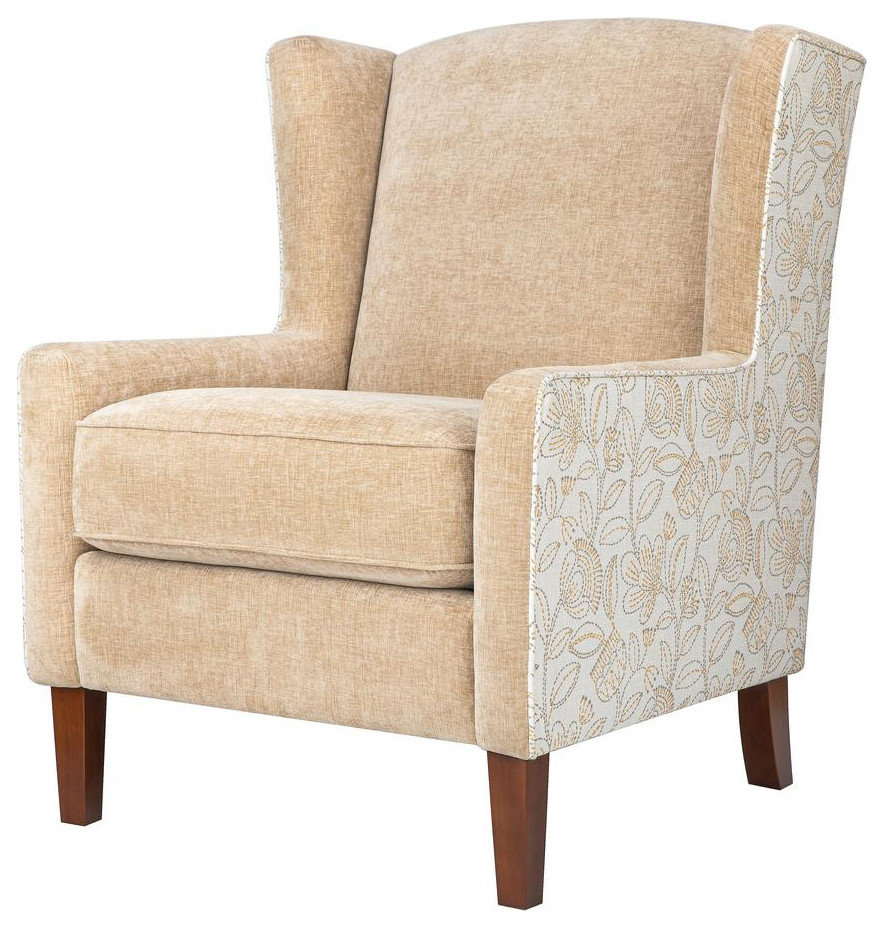 Thompson Traditional Classic Wingback Upholstered Accent Chair, Blue ...