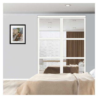 Double Mirror Sliding Bypass Closet Door Shaker Style with Mirror ...