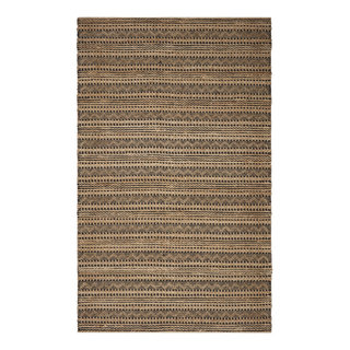 8" x 10" Tan and Black Intricate Striped Area Rug - Scandinavian - Area ...