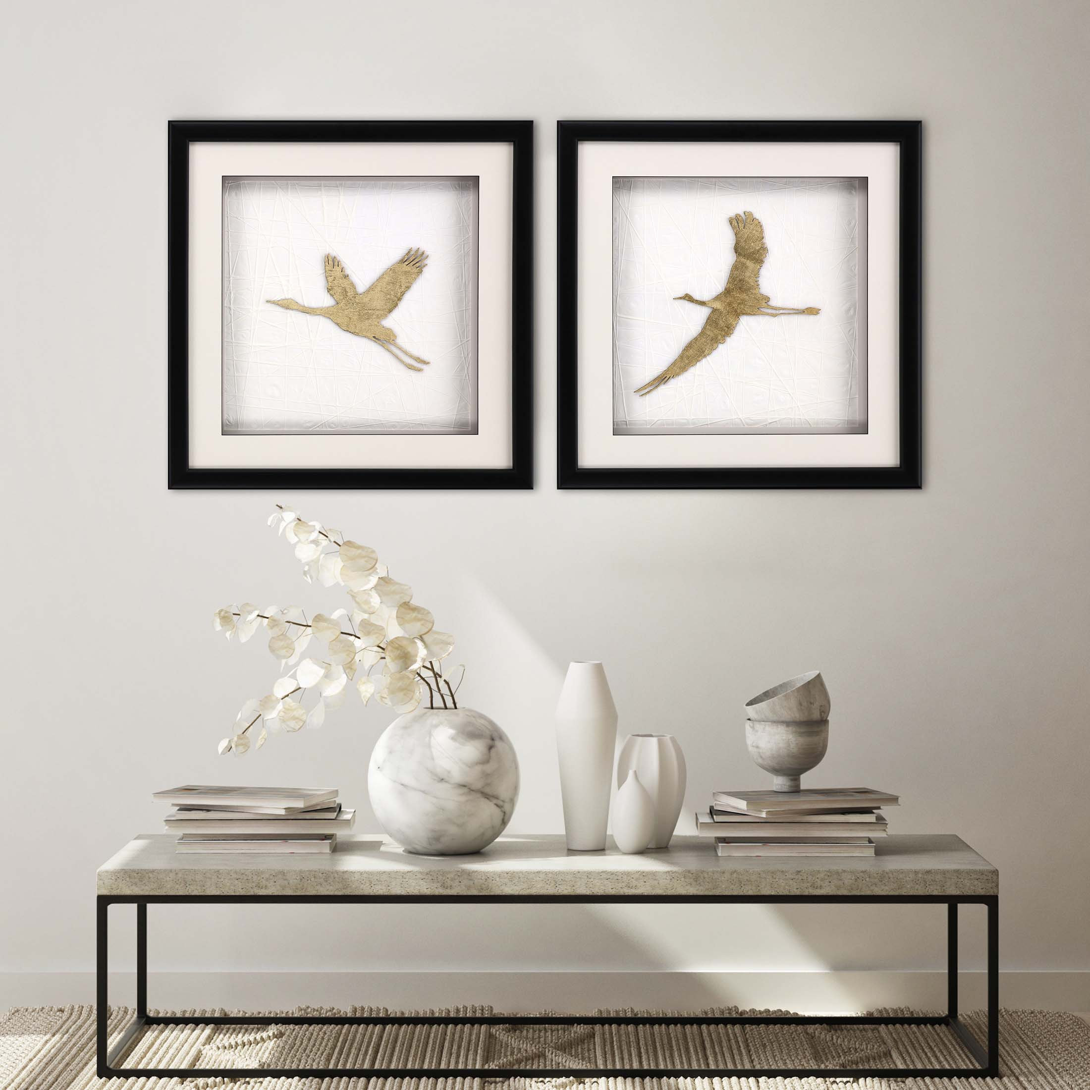 Flight of Gold II, 2-Piece Set Framed Art - Beach Style - Mixed Media ...