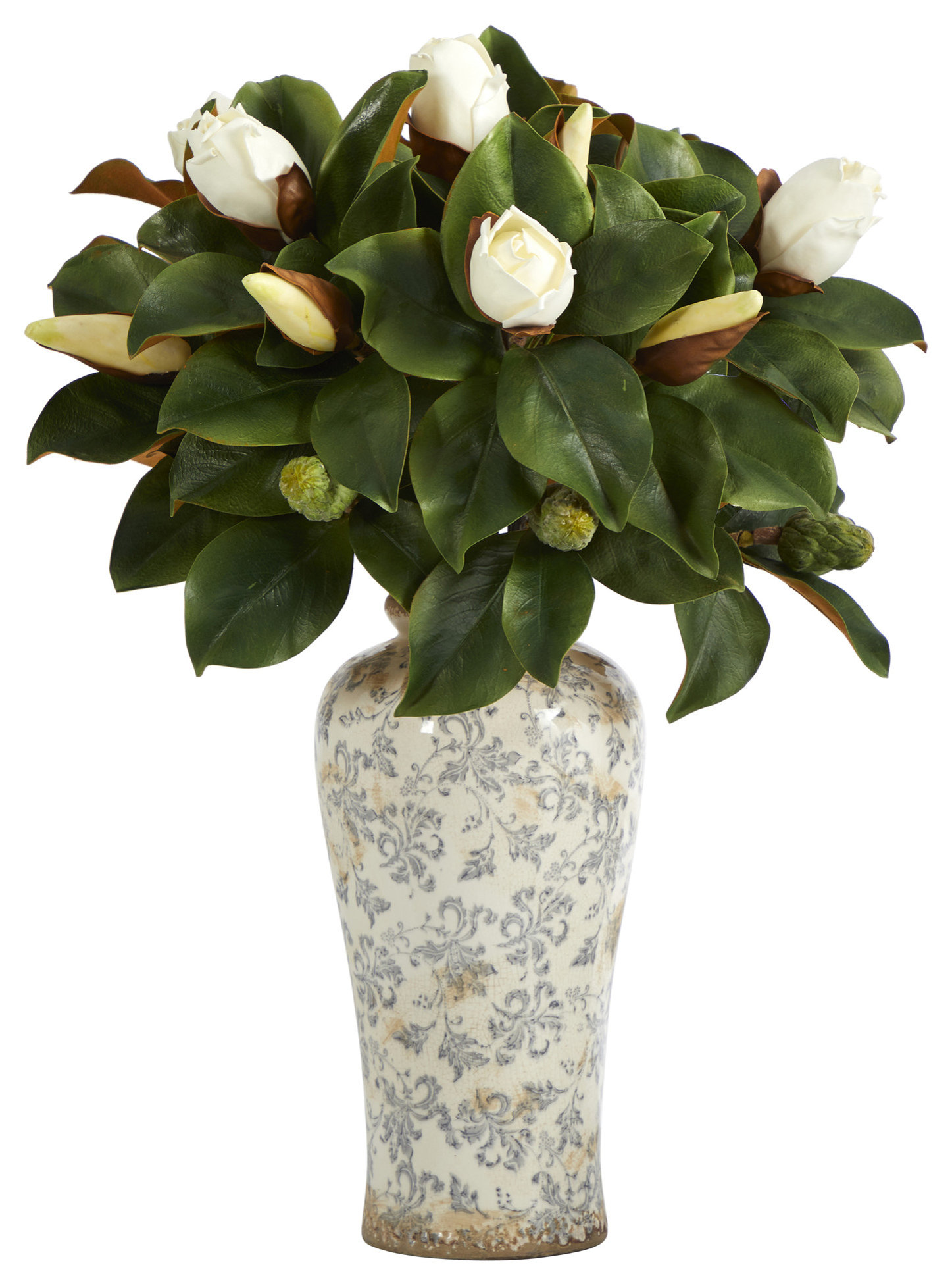 29" Magnolia Artificial Plant, Designer Planter - Modern - Artificial ...