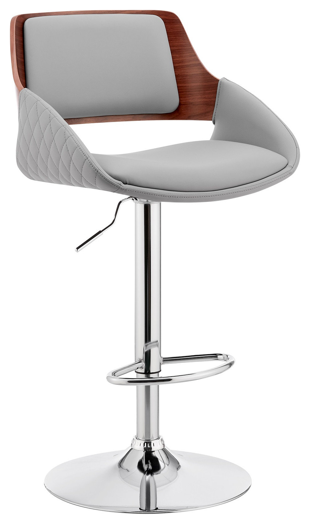 Colby Adjustable Gray Faux Leather and Chrome Finish Bar Stool ...