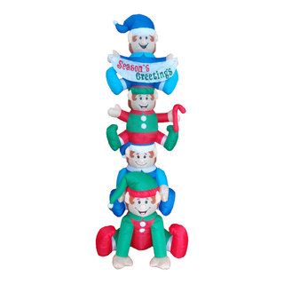 Christmas Inflatable Stacked Elves Yard Decoration, 8' Tall ...