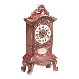 Ceramic Analog Quartz Tabletop Clock, Red - Traditional - Desk And ...