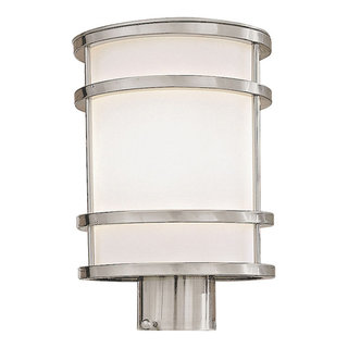 1-Light Post Mount in Brushed Stainless Steel With Etched Opal glass ...