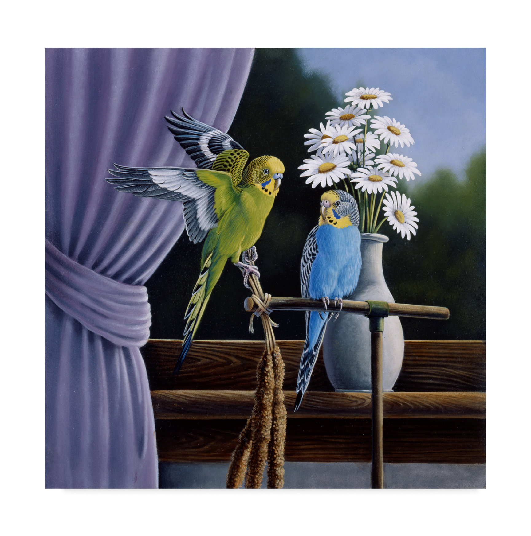 Wilhelm Goebel 'Parakeets' Canvas Art, 14"x14" - Tropical - Prints And ...