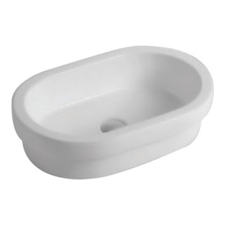 Bright White Oval Partial Drop-In Sink With High Rim - Contemporary ...