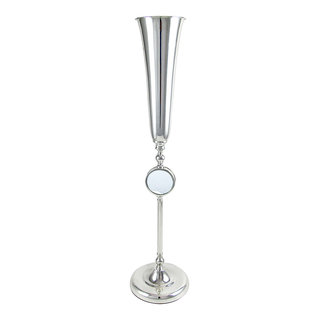 Silver Metal Flute Trumpet Tabletop Flower Vase Decorative Centerpiece ...