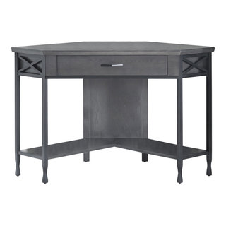 Corner Desk, Hardwood Construction With X-Shaped Accents & Full ...