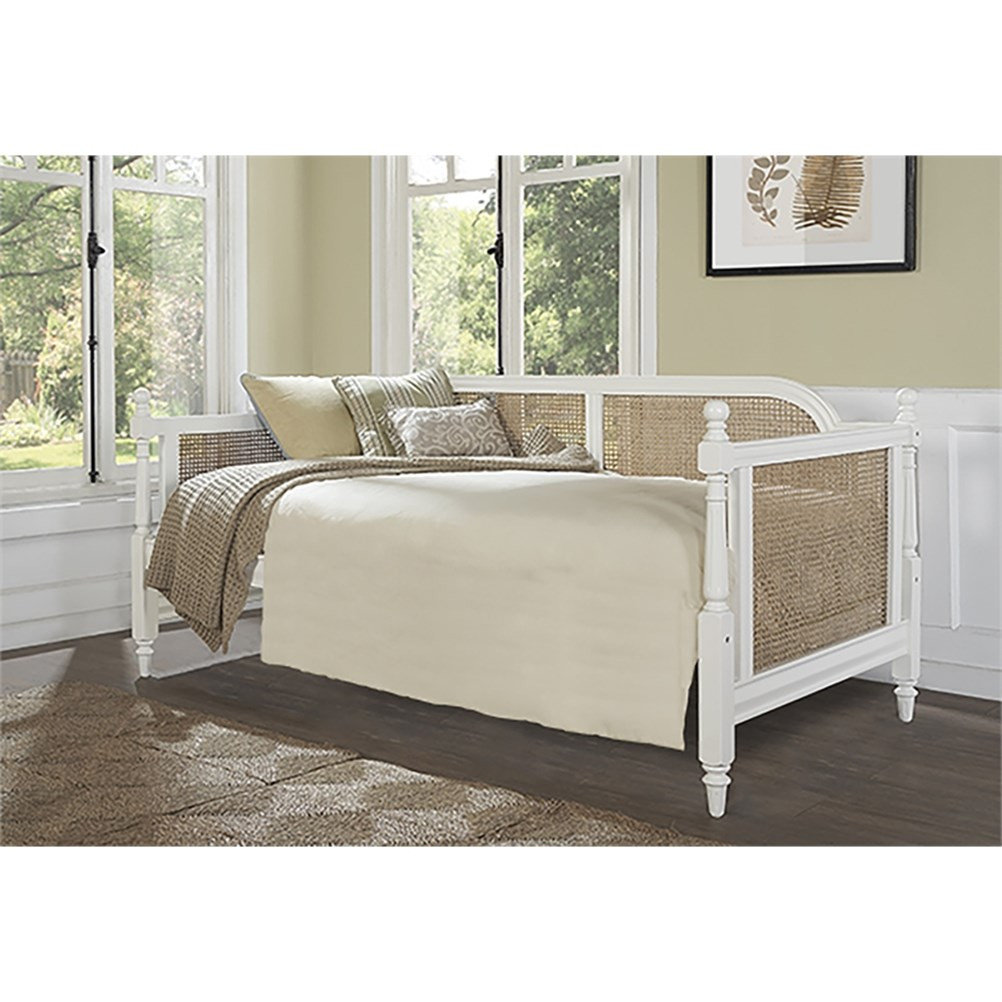 Bowery Hill Coastal Wood Twin Daybed with Cane Inset Panels in Natural ...