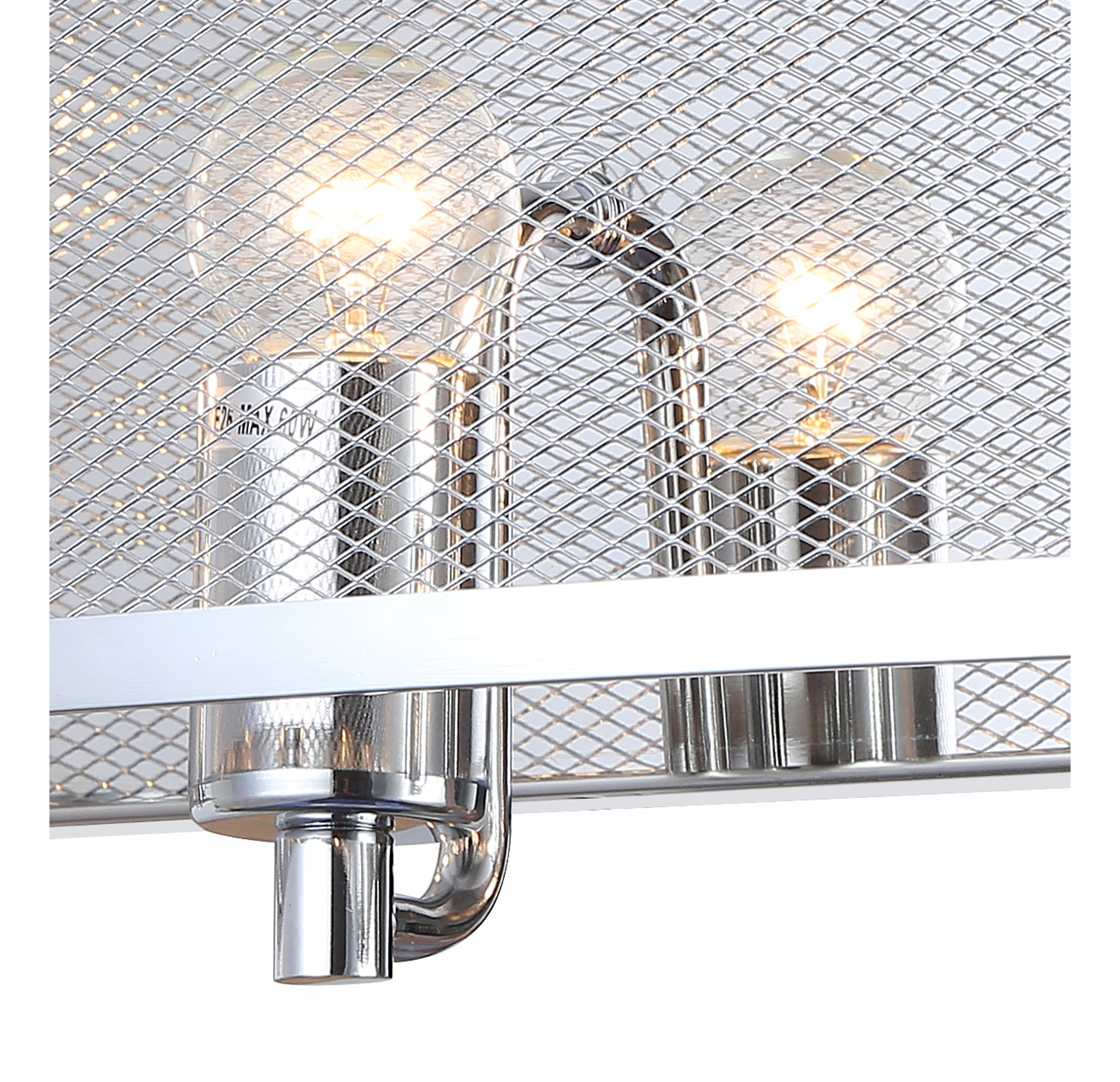 3-Light Metal Mesh Shade Wall Sconce In Chrome Frame - Transitional ...