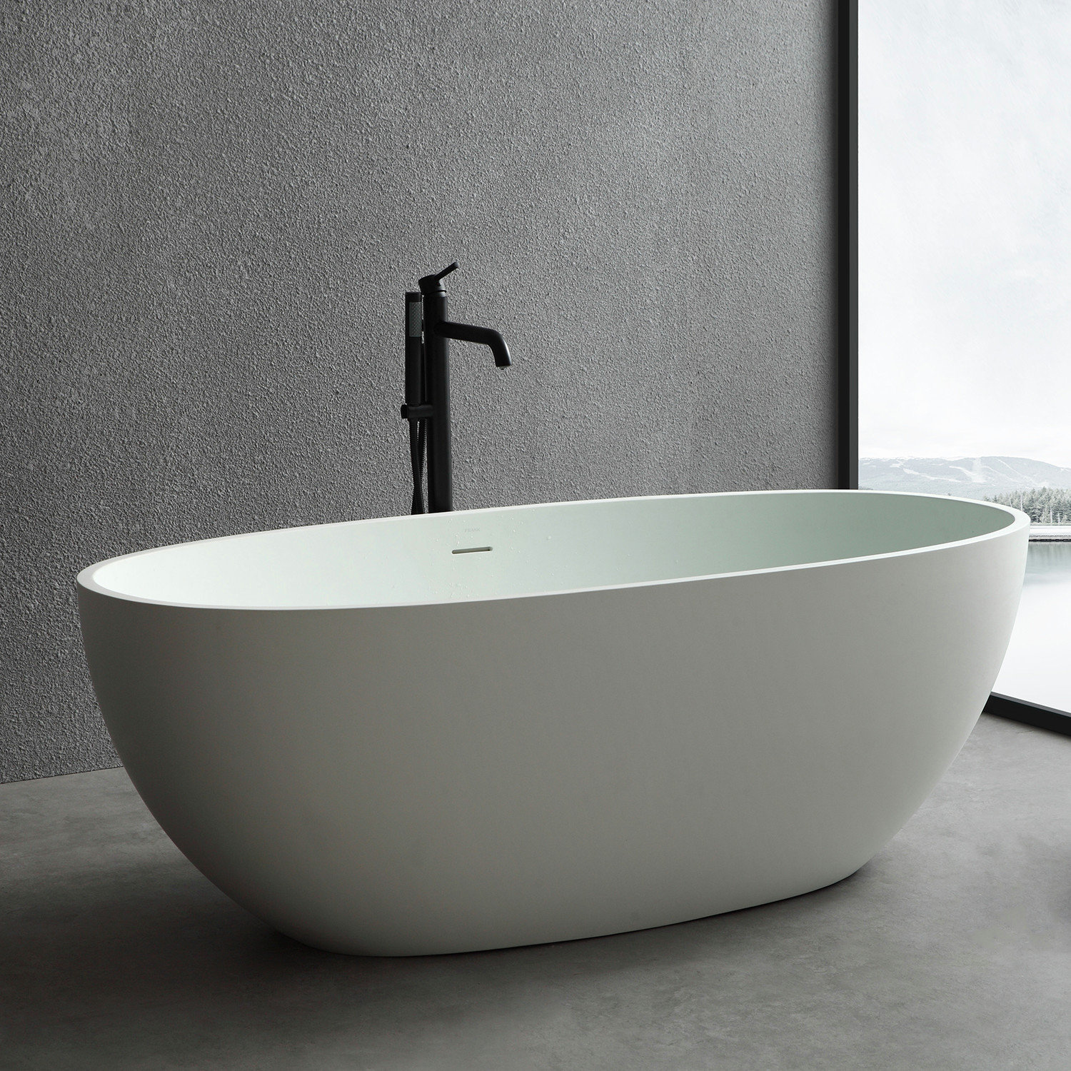 Stone Resin Solid Surface Freestanding Bathtub, 55" - Contemporary ...