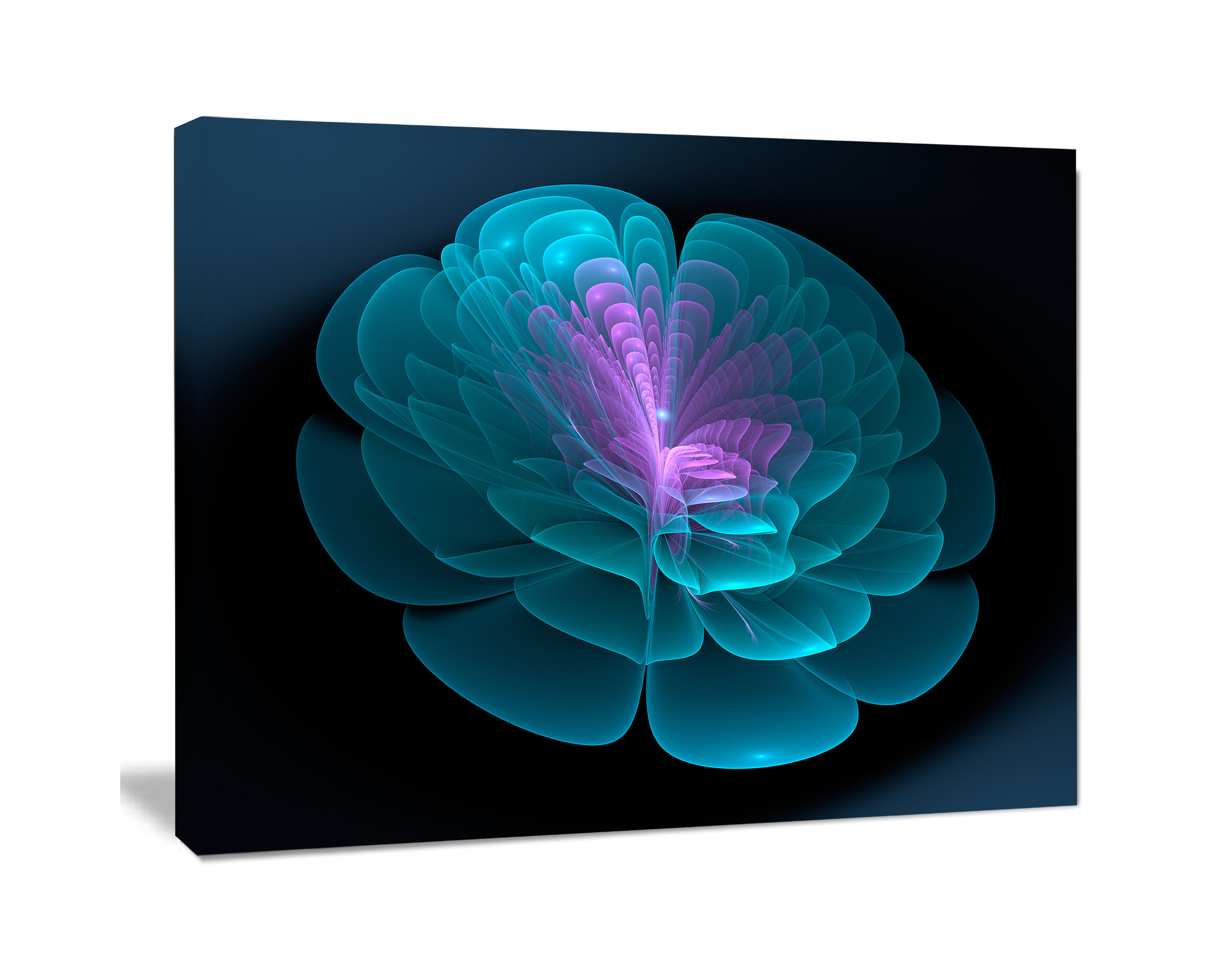 Abstract Blue Floral Fractal Background, Extra Large Floral Wall Art ...
