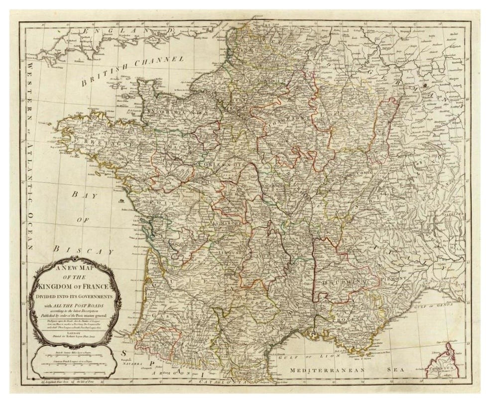 "A new map of the Kingdom of France, 1790" Print by Thomas Kitchin, 18 ...