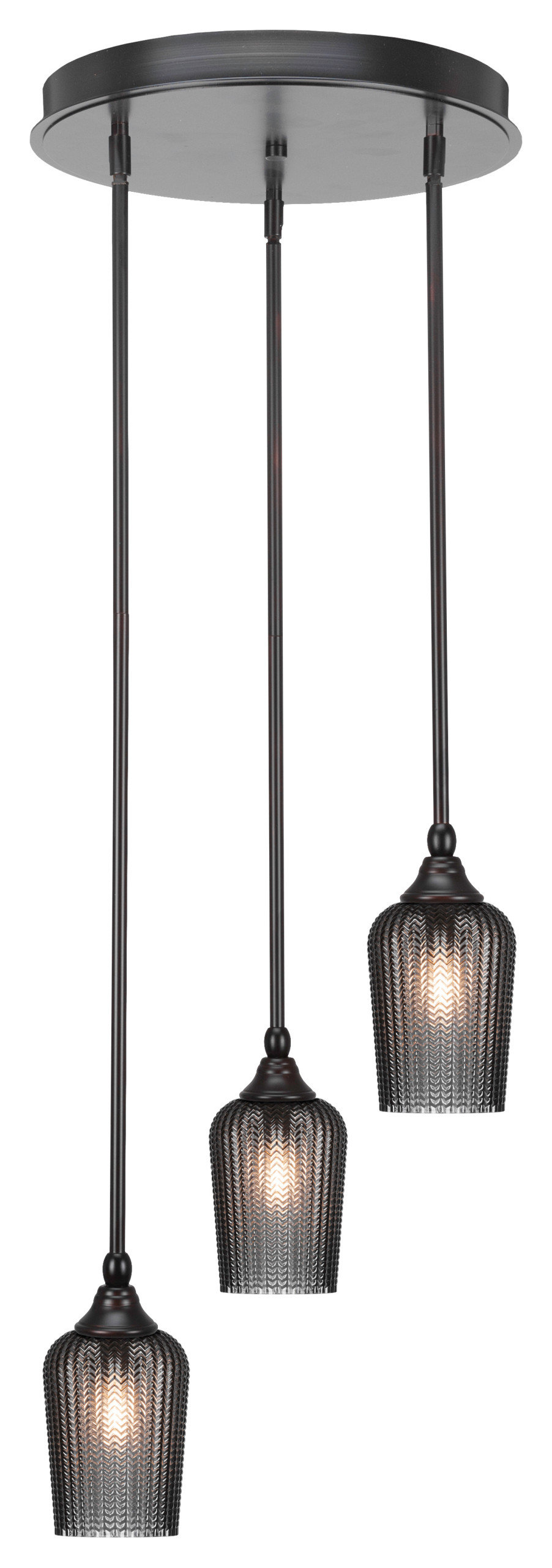 Empire 3-Light Cluster Pendalier, Espresso/Smoke Textured ...
