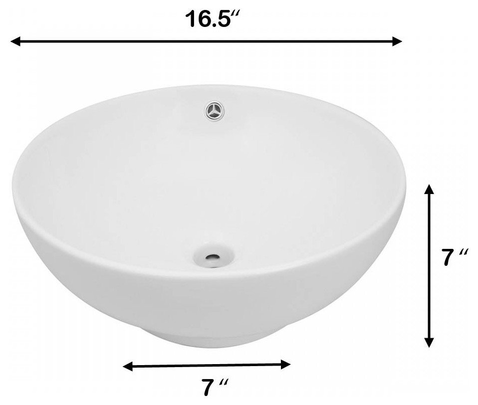Bathroom Vessel Sink White Watts Ceramic Drain/P-Trap - Contemporary ...