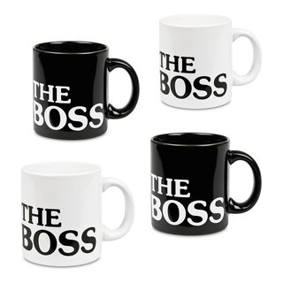 "The Boss" Assorted Black and White Mugs, Set of 4 - Contemporary ...