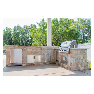 Open Gable Pool House with Fireplace and Grilling Area - Patio - St ...