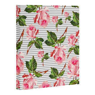 Deny Designs Allyson Johnson Roses And Stripes Art Canvas, 24x30 ...