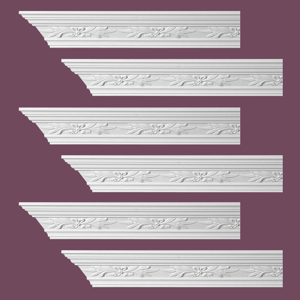 Ornate Cornice White Urethane Wednesbury Design 6 Pieces Totaling 576 ...