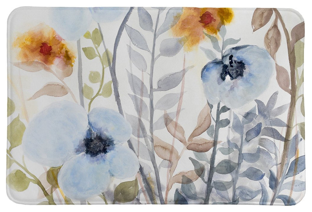 Laural Home Floral Embrace Memory Foam Rug, 21" X 34" - Contemporary ...