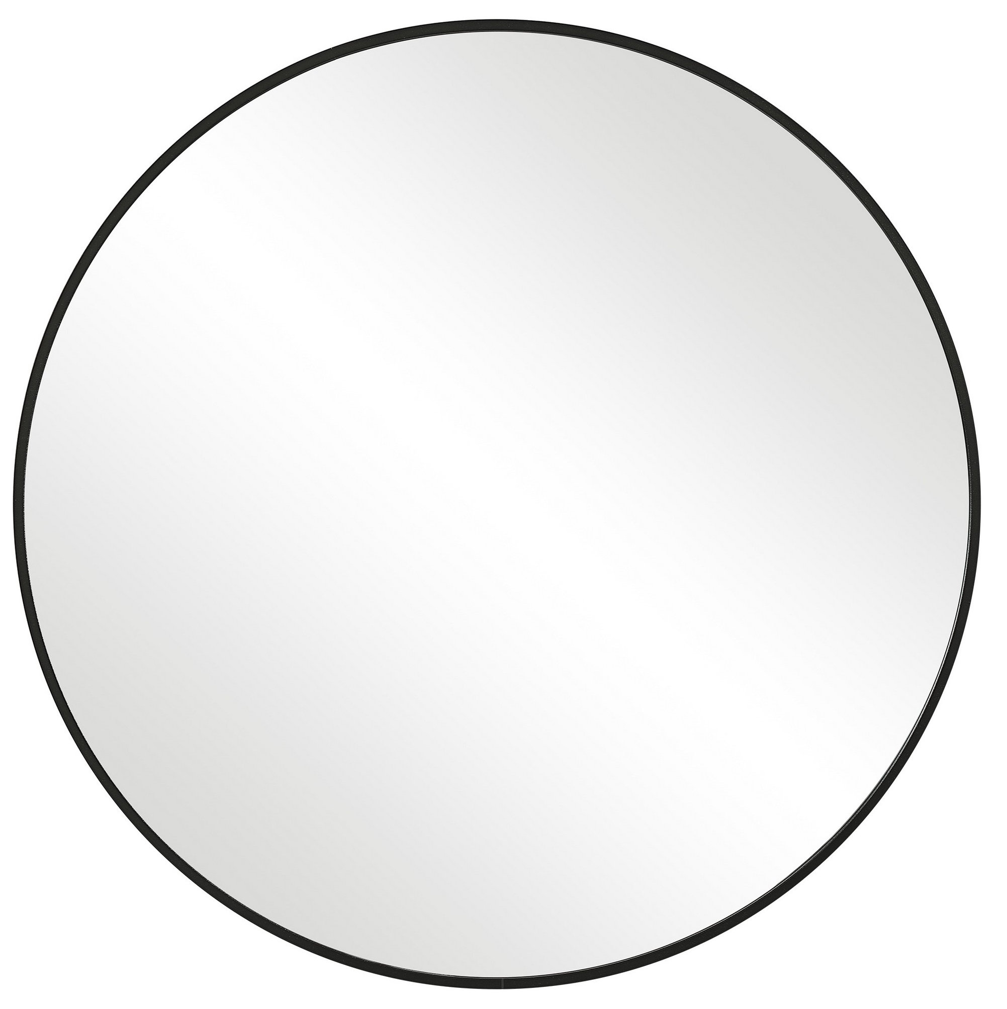 24 Inches Round Shape Sleek Metal Frame Mirror, Black - Transitional ...