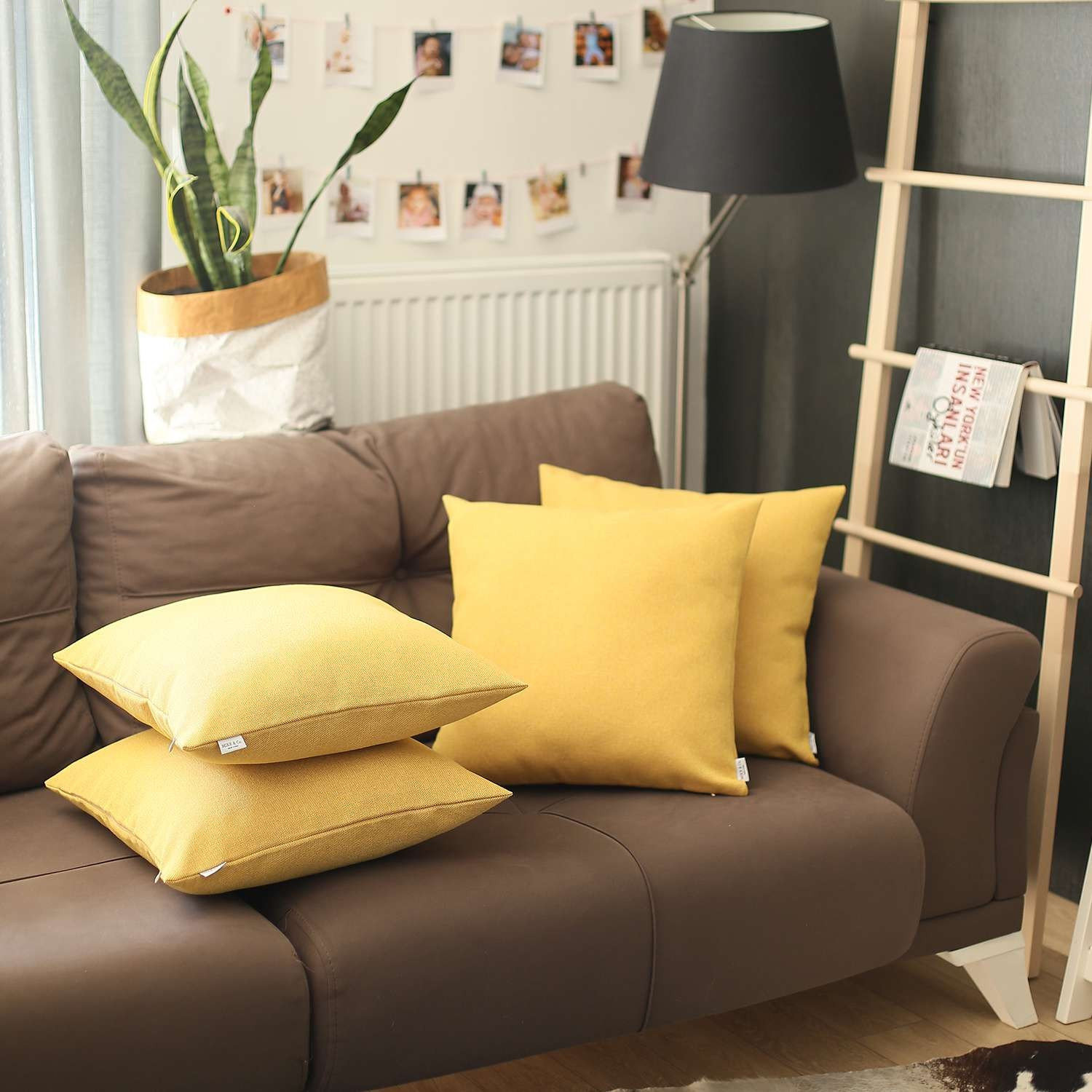 Set of 4 Yellow Textured Pillow Covers - Contemporary - Decorative ...