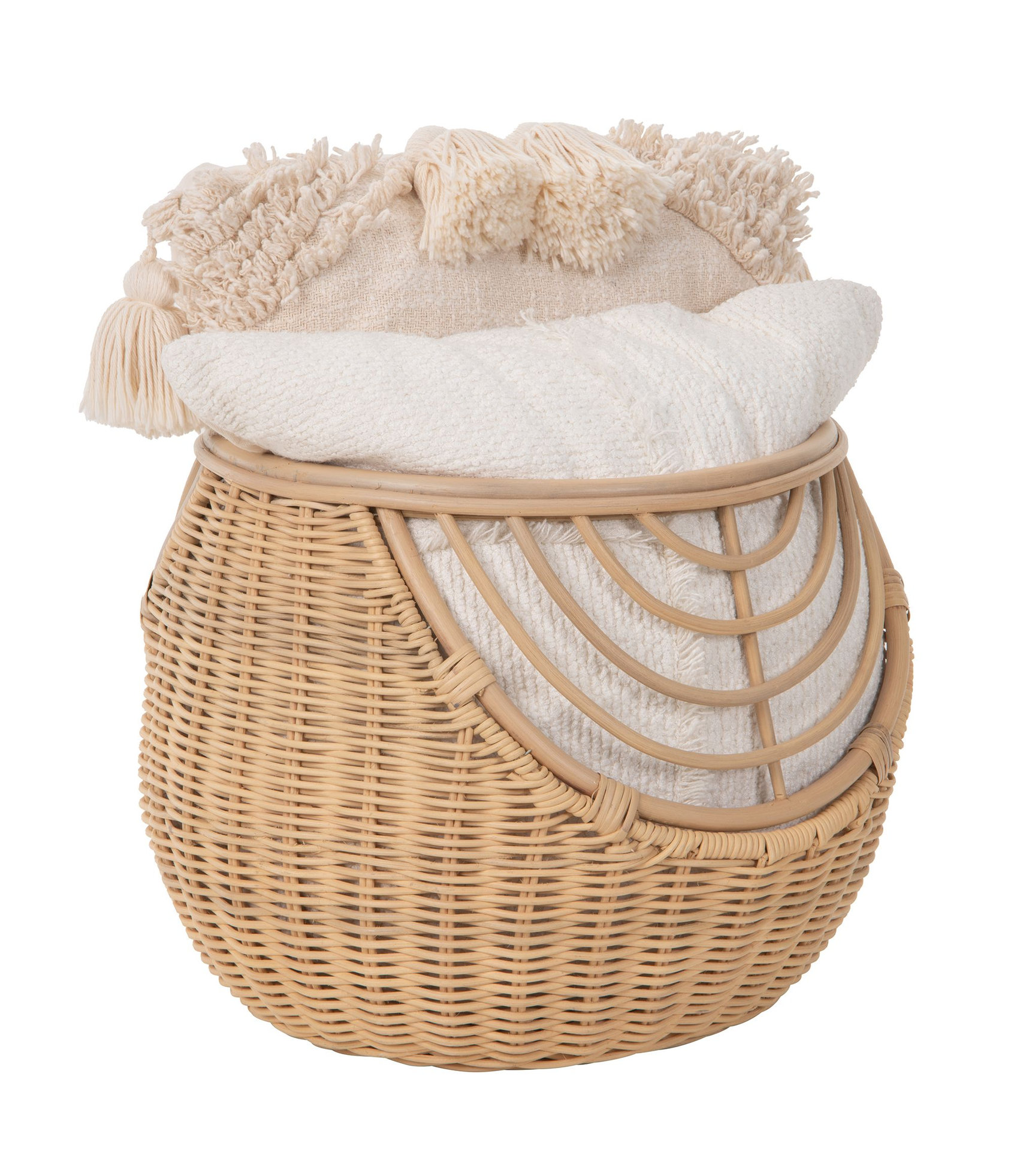 Spider Round Wicker Decorative Storage Basket, Natural - Tropical ...