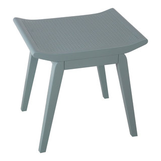 Saddle Design Wooden Stool with Angled Tapered Legs, Blue - Tropical ...