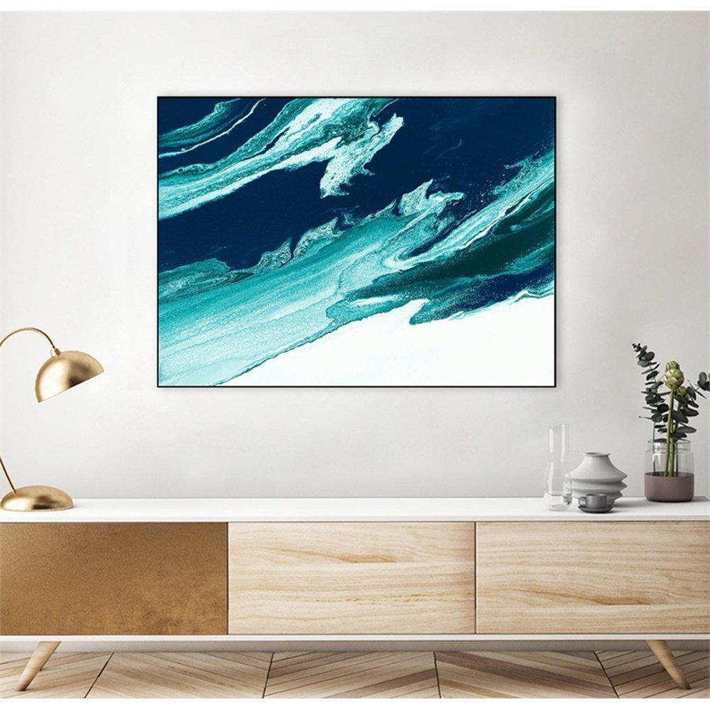 Giant Art Canvas 24x18 Gray And Gold Framed in White - Contemporary ...