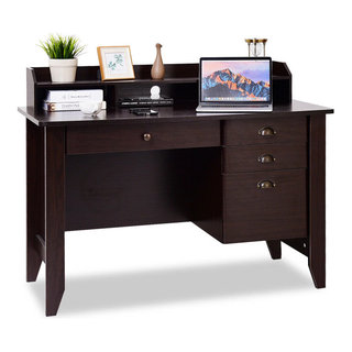 Traditional Desk, Spacious Top With Raised Shelf & Cable Management ...