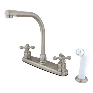 Kingston Brass 10 7/8" Double Cross Handle Kitchen Faucet, GKB718AX ...