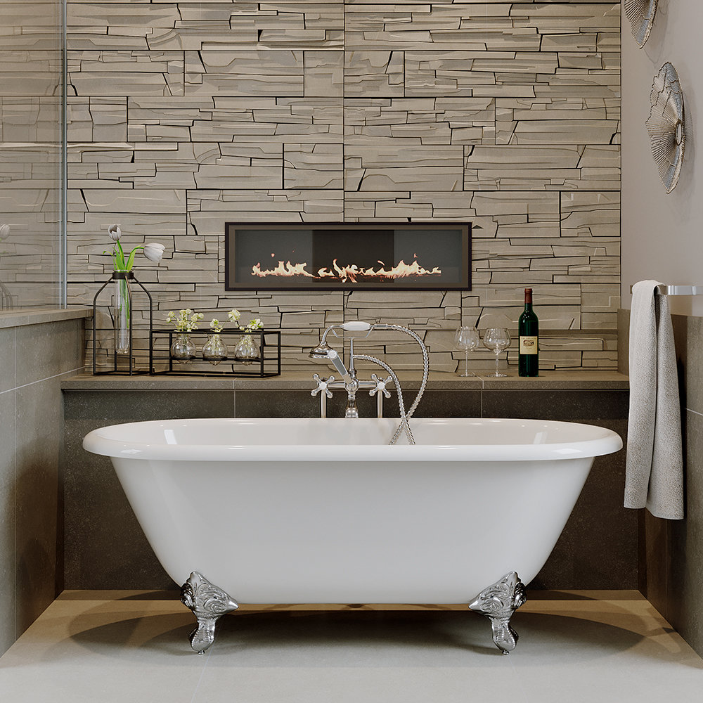 60" Cast Iron Double Ended Clawfoot Tub & Complete Freestanding ...
