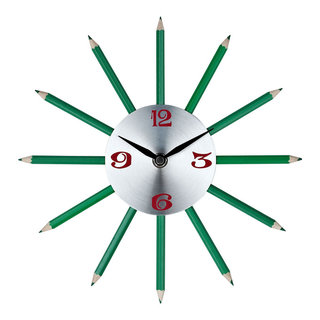 Pencil Wall Clock, Multicolor - Eclectic - Wall Clocks - by Decor ...