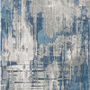 Abani Vista Modern Painted Canvas Area Rug, Blue and Gray Distressed, 5 ...
