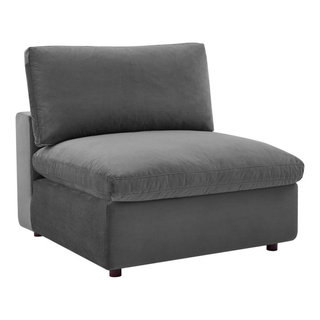 Commix Down Filled Overstuffed Performance Velvet Armless Chair ...