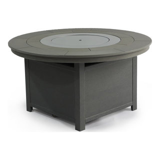 Vail 48" Round Poly Fire Pit Table with Glass Flame-Wind Guard SET ...