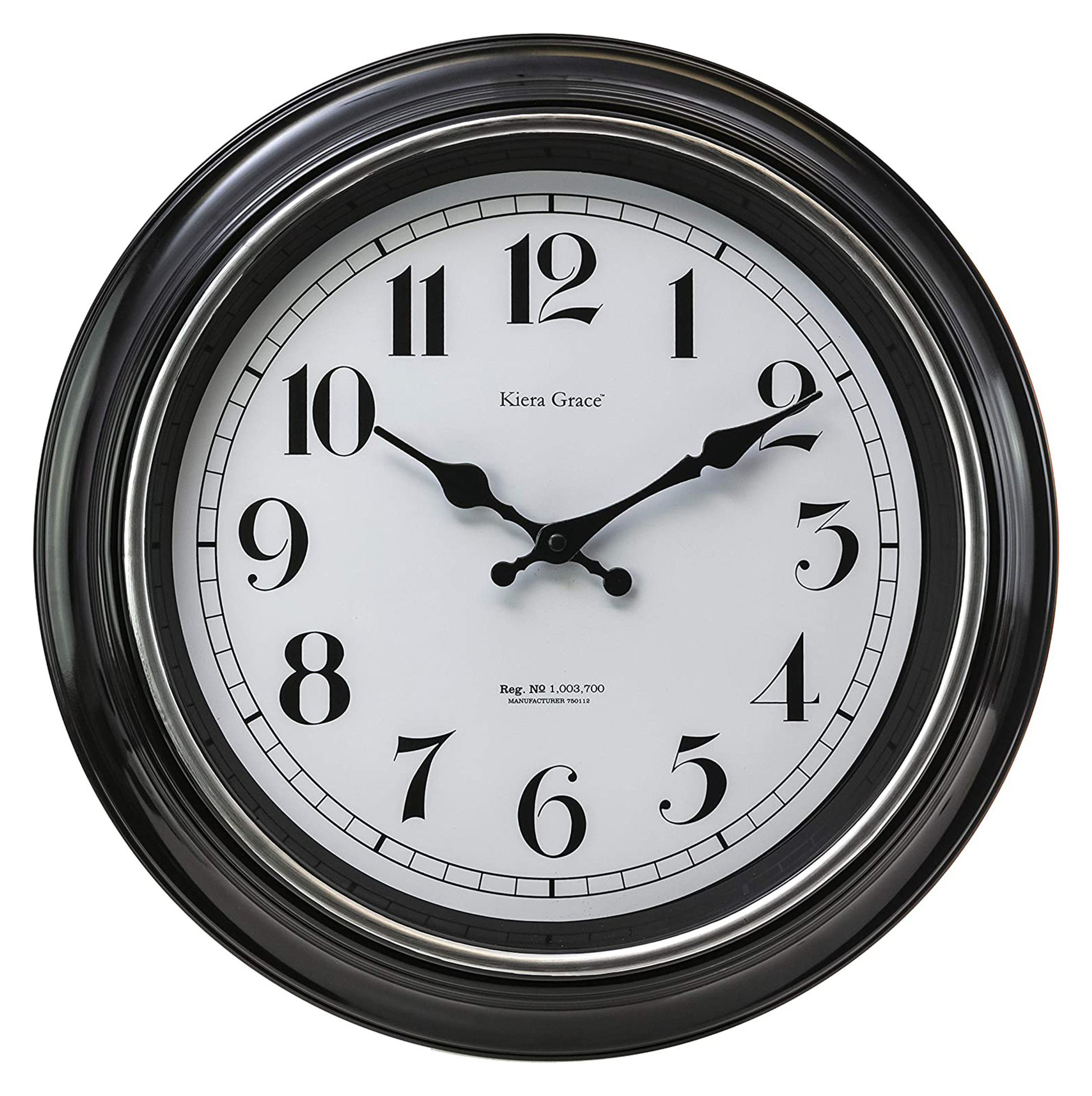 Kiera Grace Degraw Round Wall Clock With Brushed Silver Bezel, 16 ...