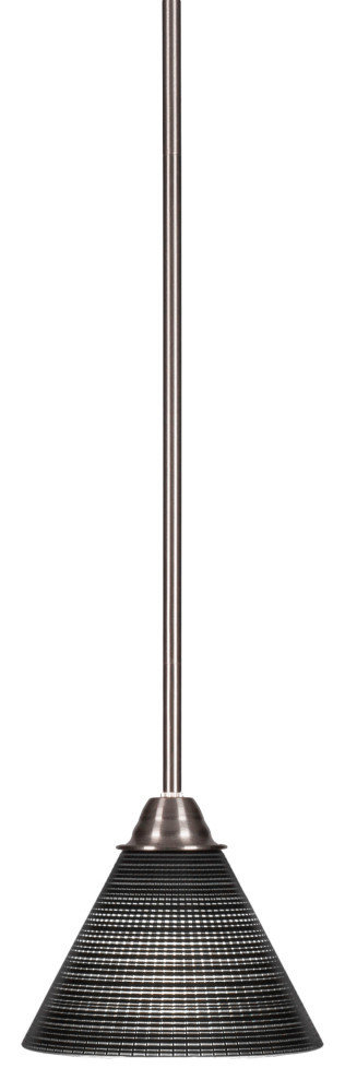 Paramount 1-Light Mini Pendant, Brushed Nickel, 7" Black Matrix Glass ...