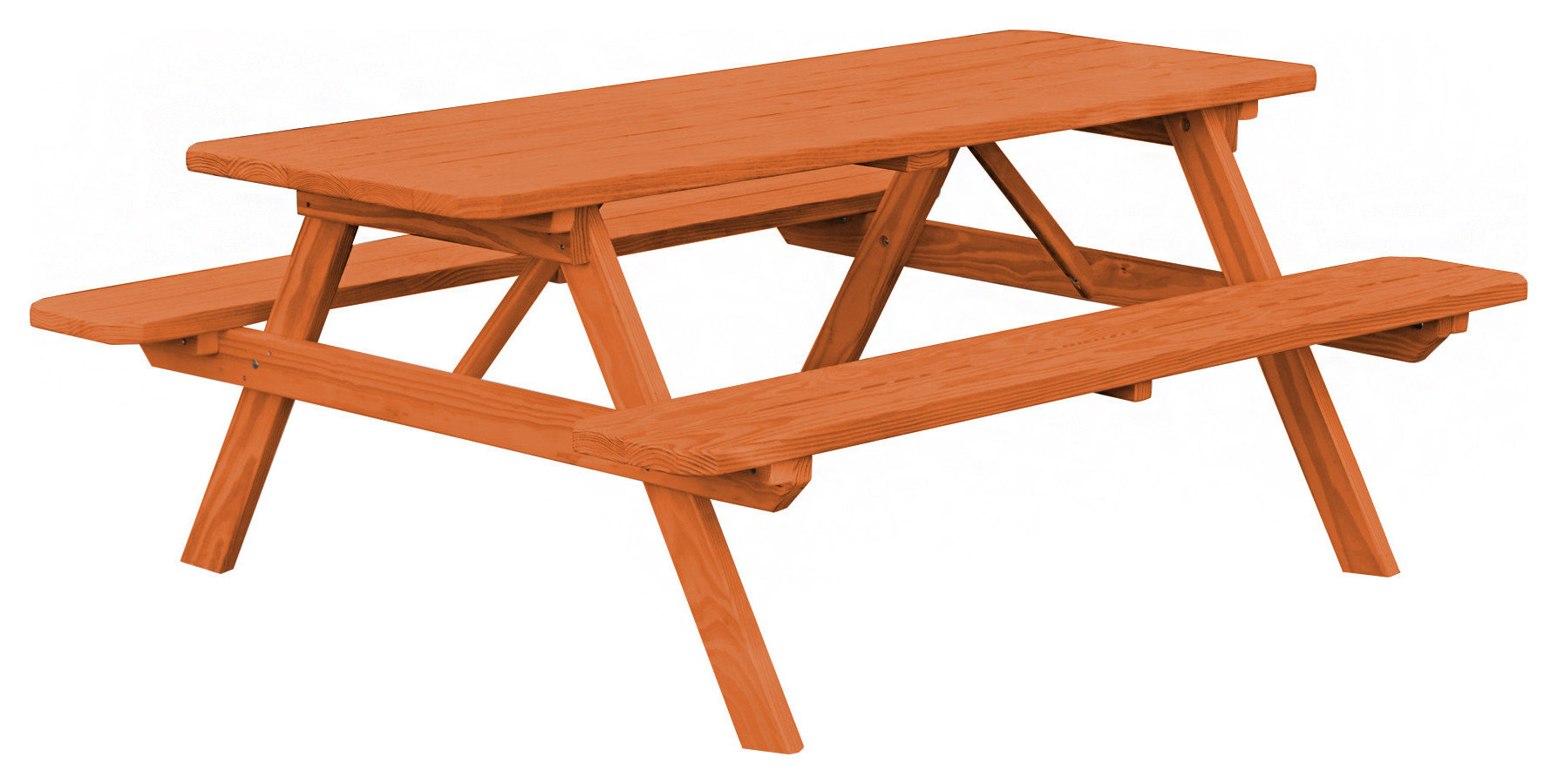 Cedar Table with Attached Benches, 8 Foot - Transitional - Outdoor ...