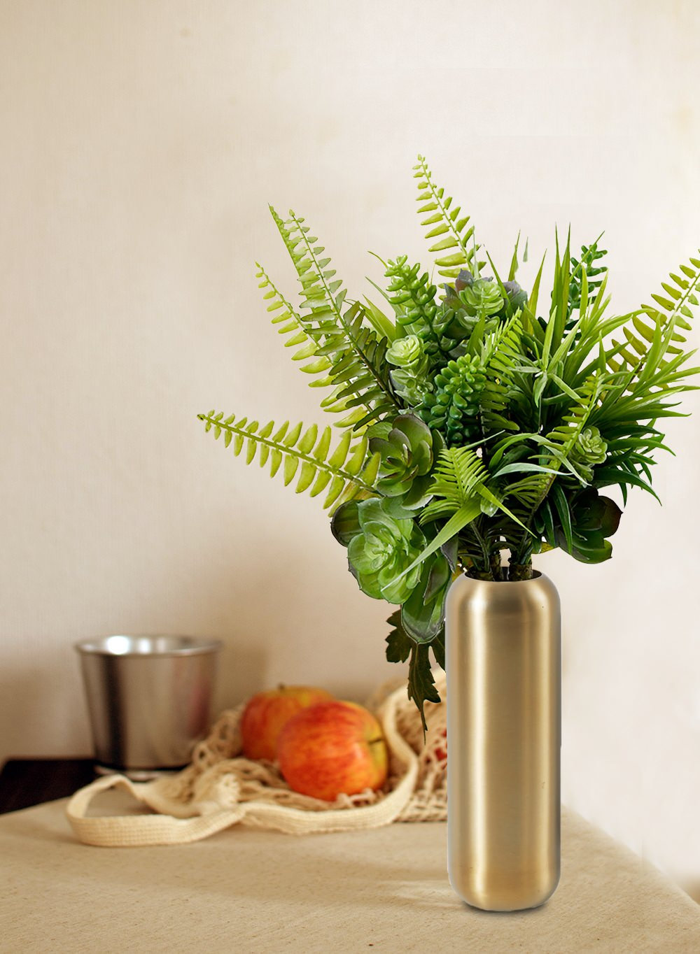 Serene Spaces Living DIY Vase Kit: Succulent Bouquet & Gold Metal Vase ...