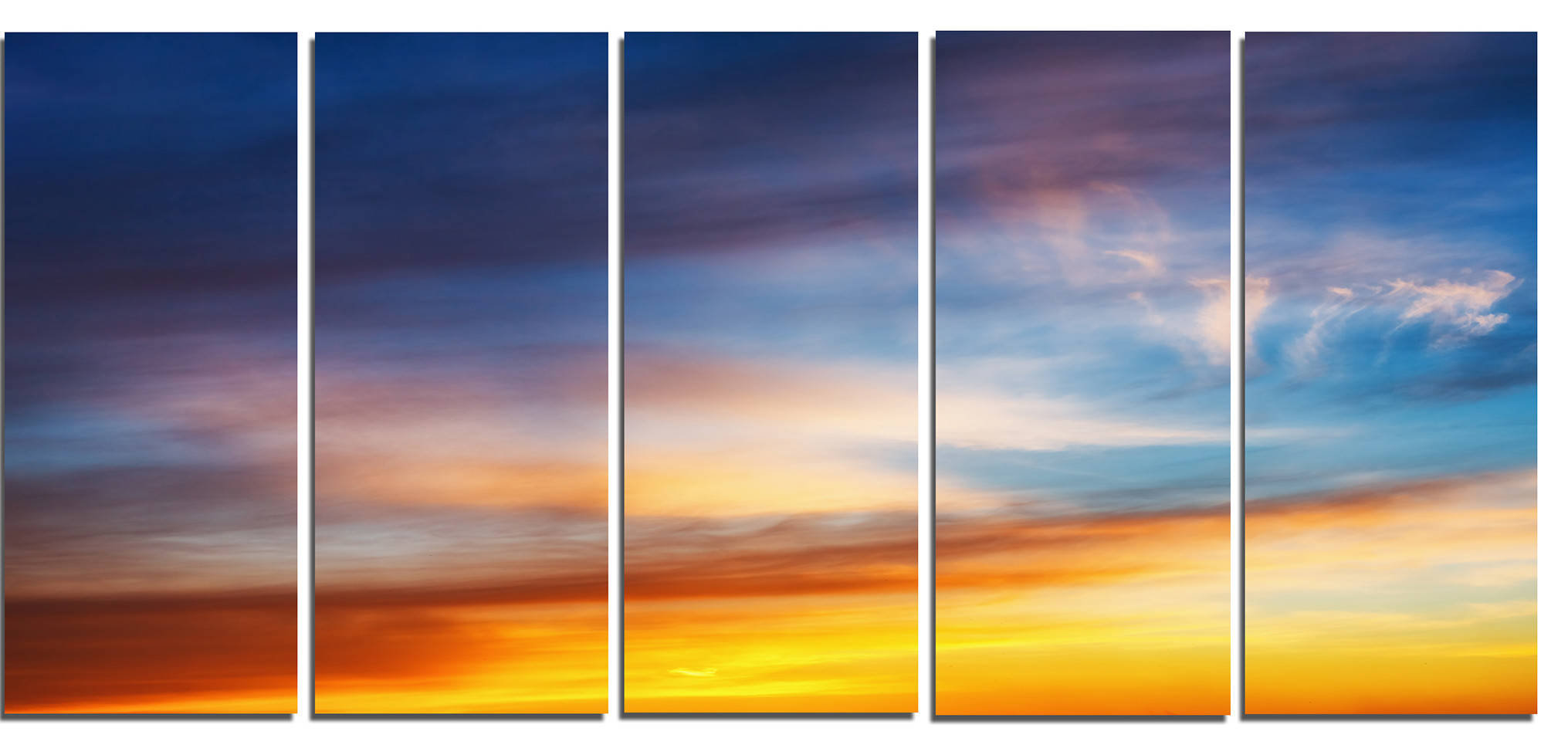 Sunset Dramatic Yellow Sky Clouds, Multipanel Seashore Canvas Print, 60 ...