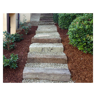 Custom Outdoor Steps--Railroad Ties & Gravel - Los Angeles - by Flores ...
