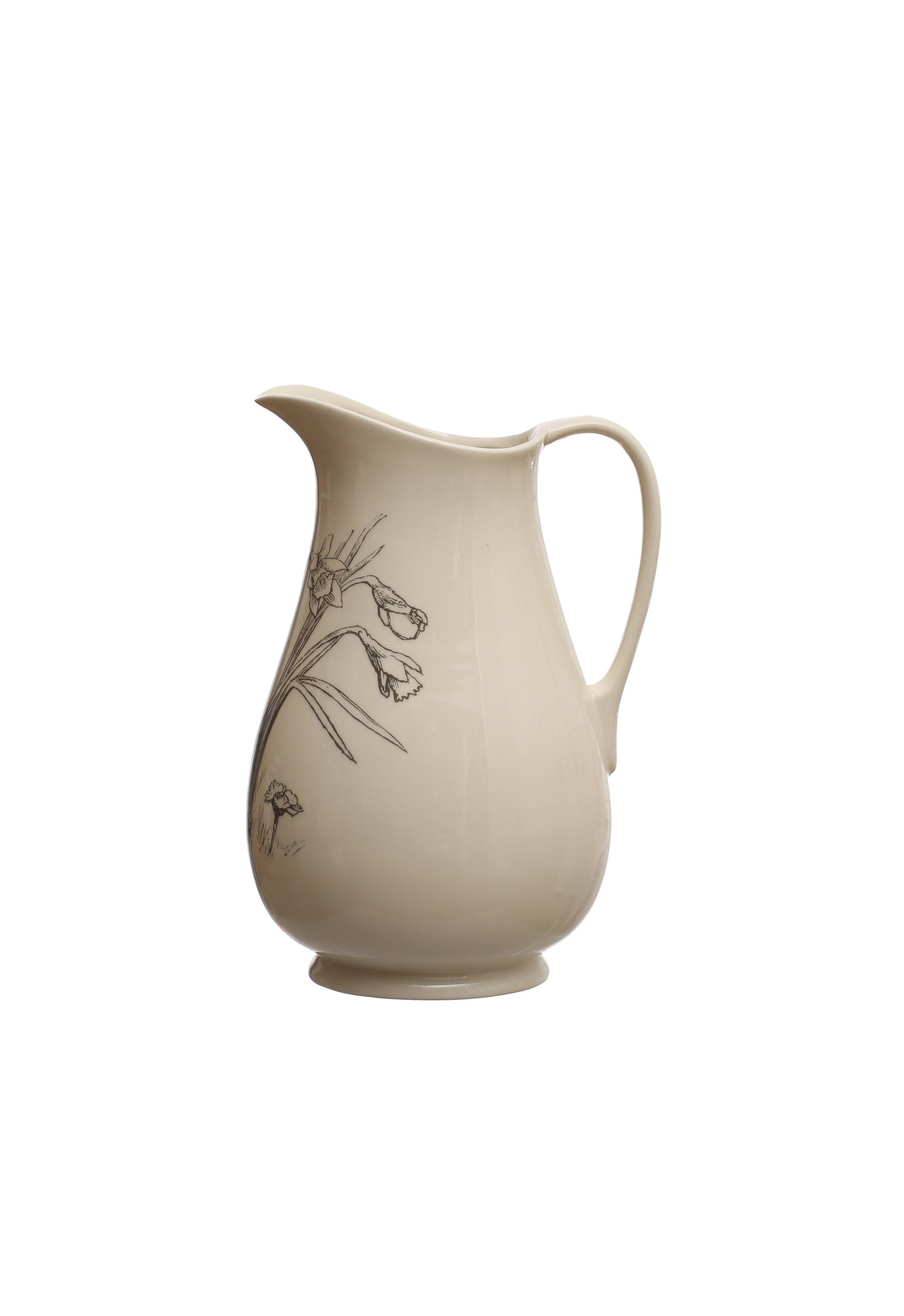 6.5 Inches 2-Quart Stoneware Pitcher With Flower Design, White and ...