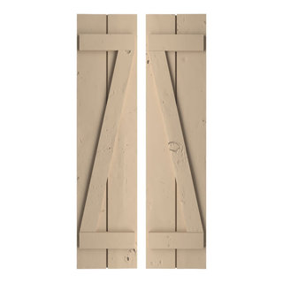 Rustic 2 Board Joined B-N-B Faux Wood Shutters, 11x60" - Rustic ...